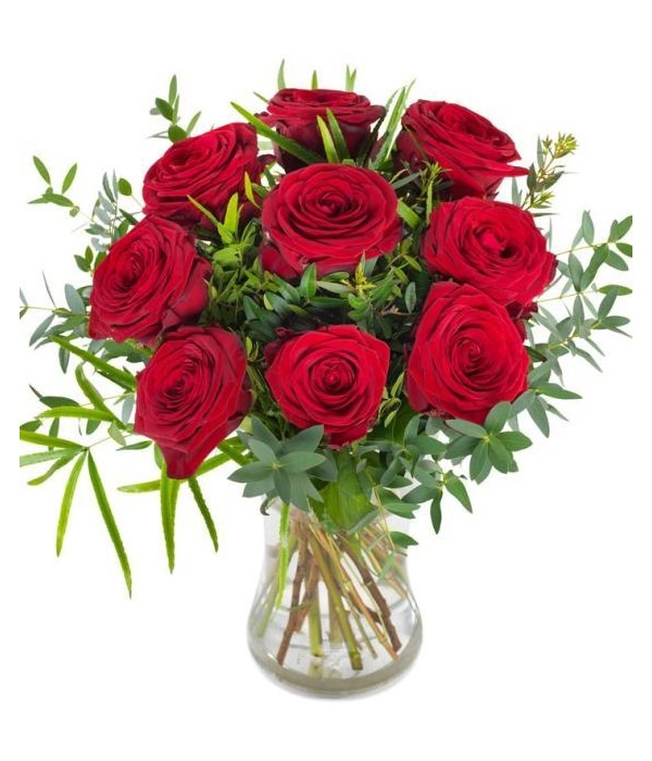 9 Roses Bouquet - Overseas Flower Delivery